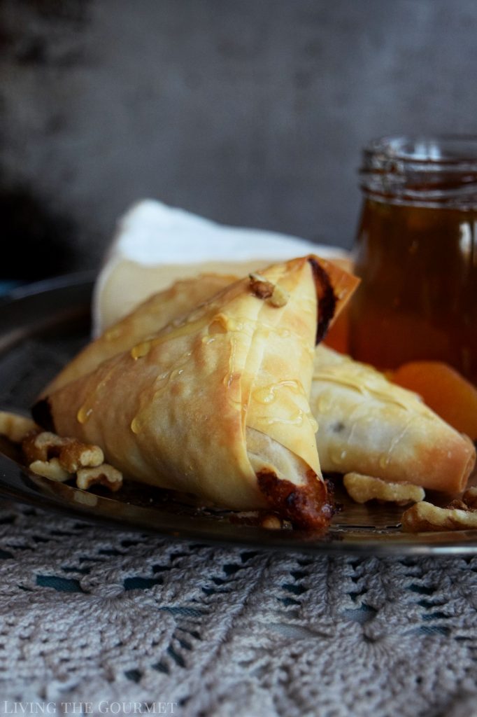 Apricot and Brie Phyllo Triangles - Living The Gourmet