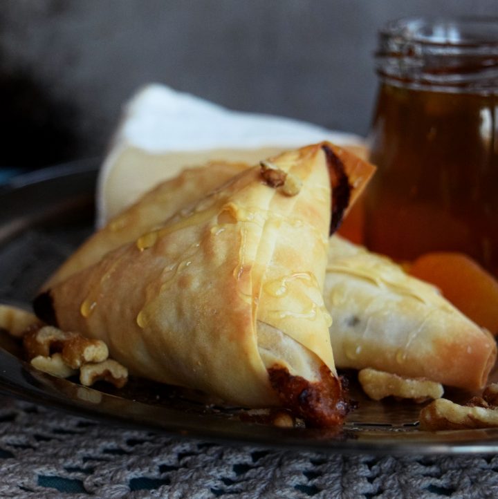 Apricot and Brie Phyllo Triangles - Living The Gourmet