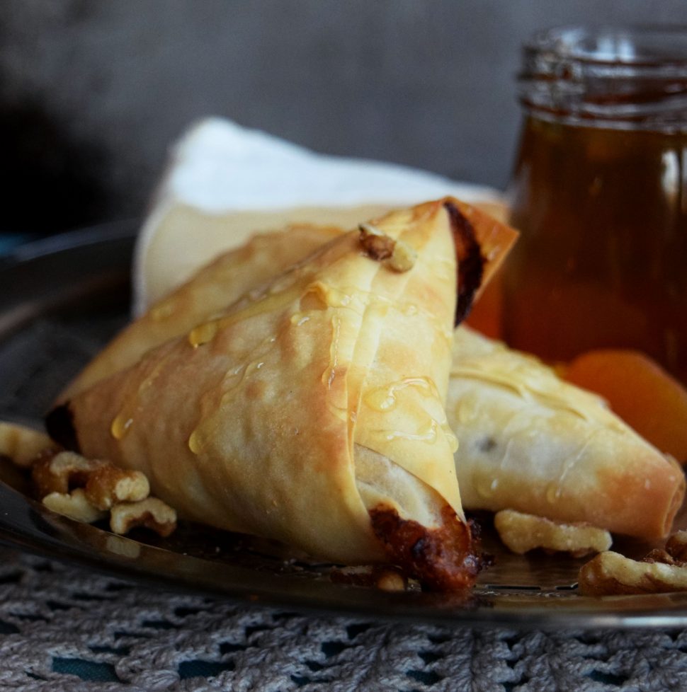 Apricot and Brie Phyllo Triangles - Living The Gourmet