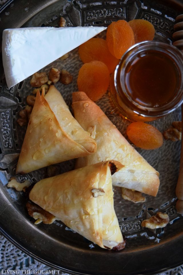 Apricot and Brie Phyllo Triangles - Living The Gourmet