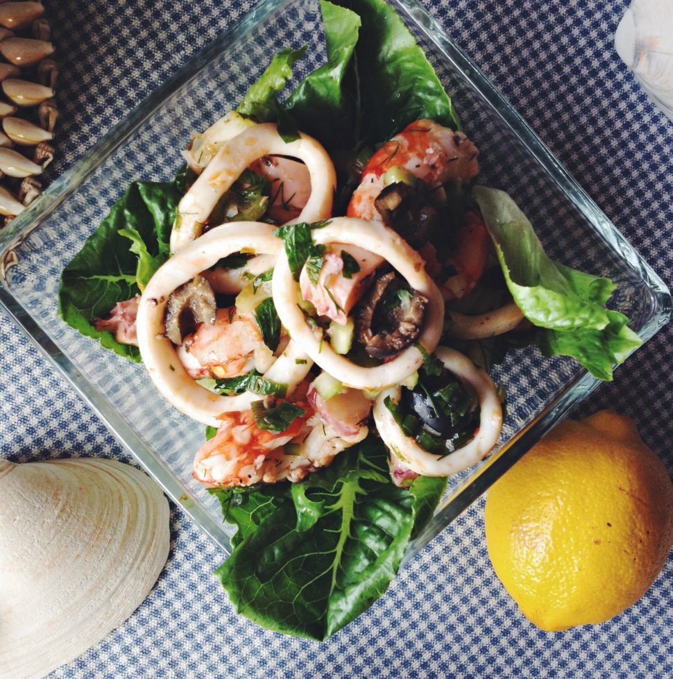 Calamari and Shrimp Salad - Living The Gourmet