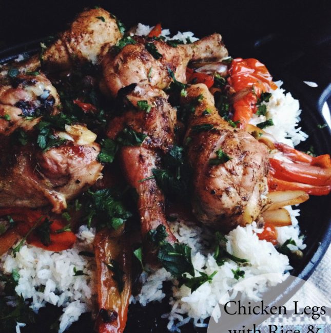 Chicken Legs with Rice and Peppers - Living The Gourmet