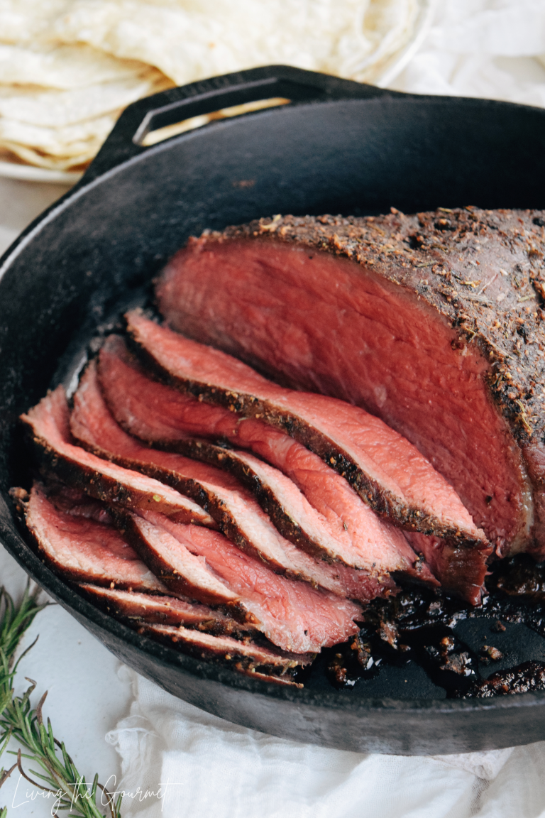 Rosemary and Peppercorn Crusted Roast Beef - Living The Gourmet