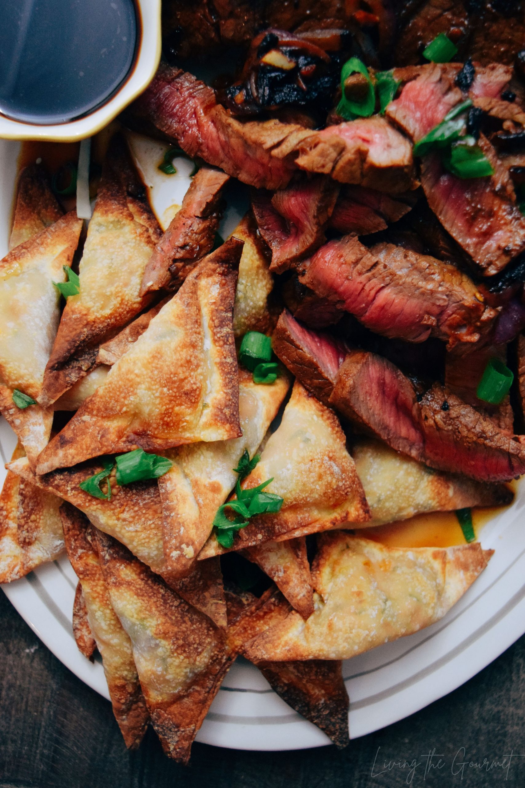 Strawberry Gochujang Marinated Steak & Sweet Potato Wontons - Living ...