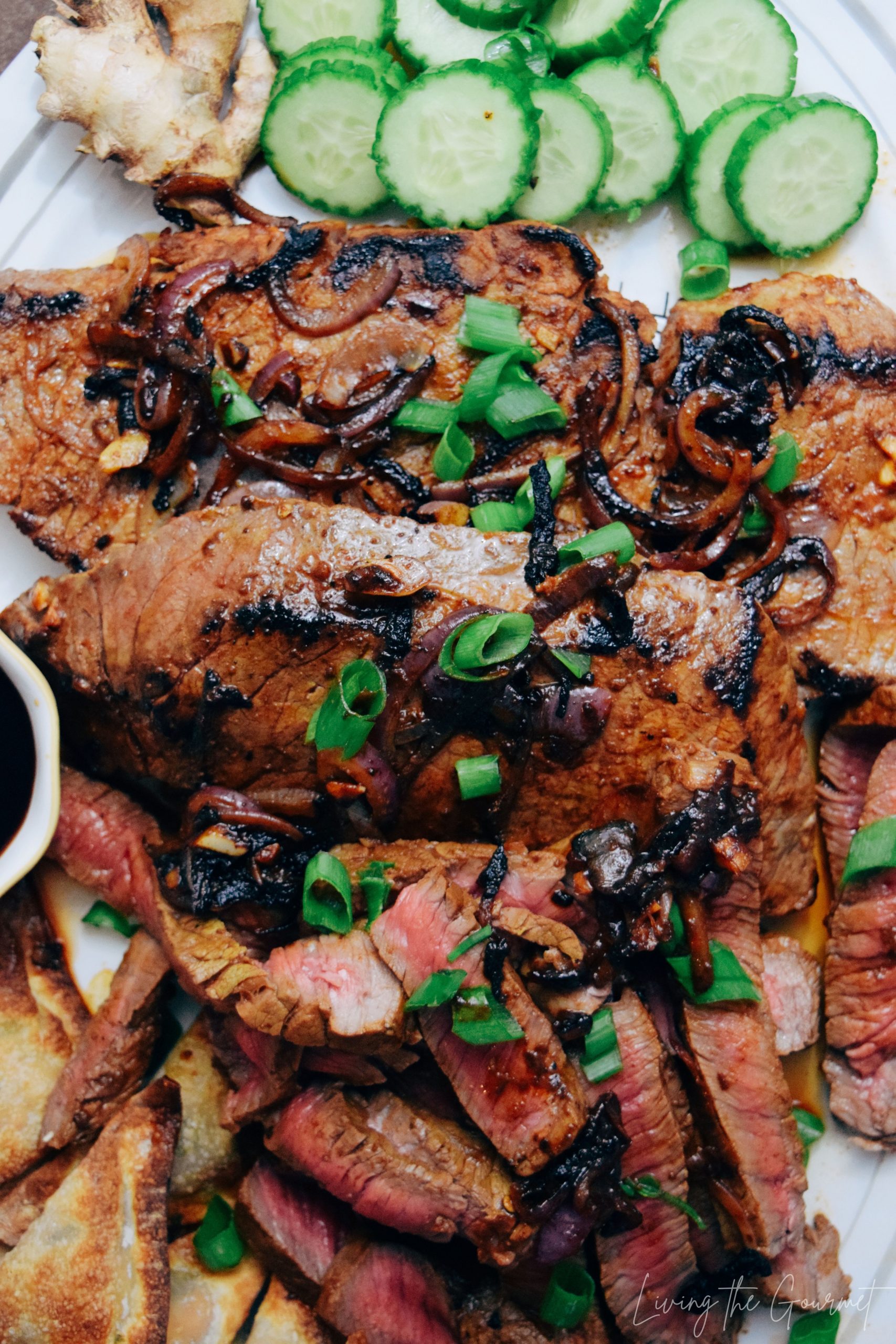 Strawberry Gochujang Marinated Steak & Sweet Potato Wontons - Living ...