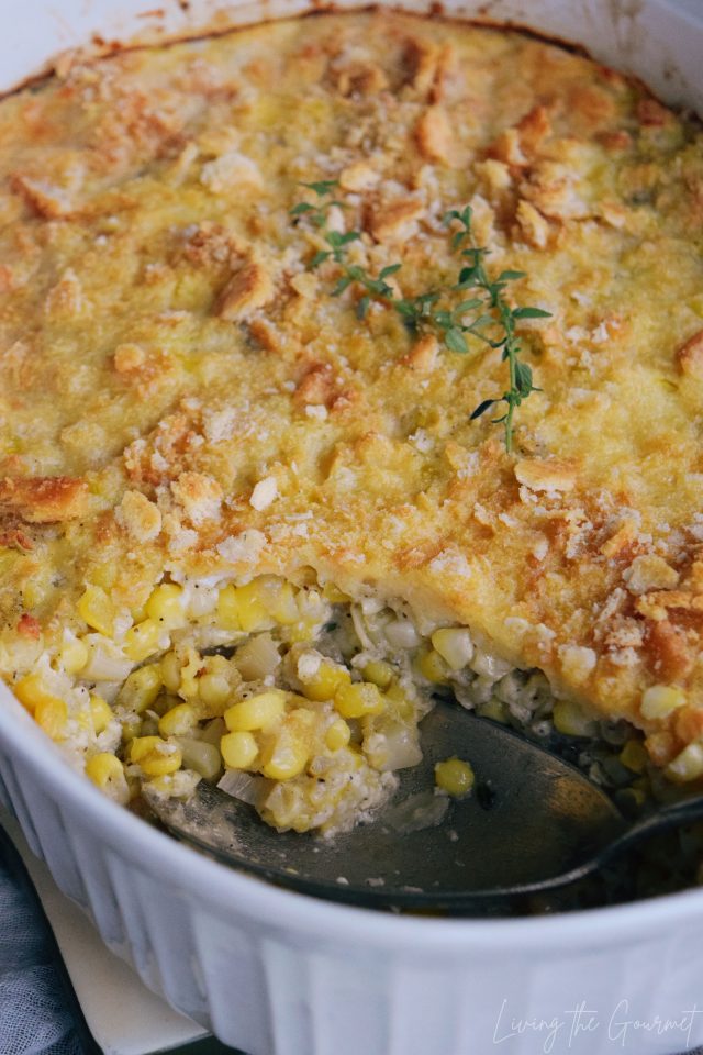 Easy Side Dish - Best Ever Creamy Corn Casserole - Living The Gourmet