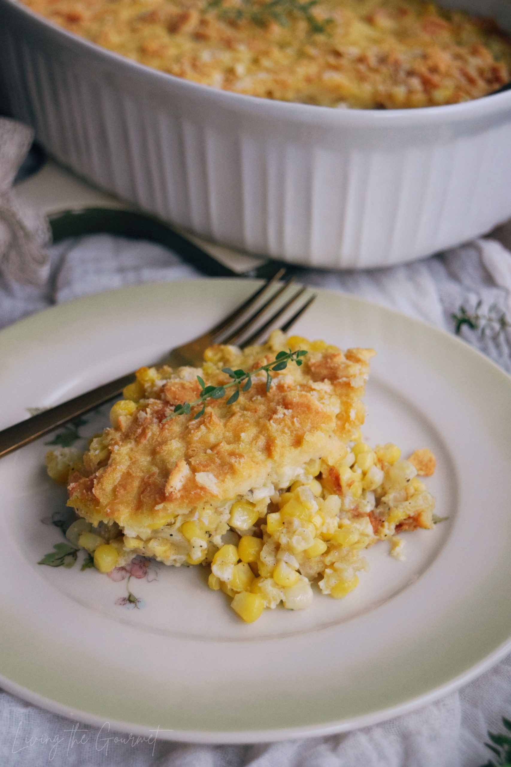 Easy Side Dish - Best Ever Creamy Corn Casserole - Living The Gourmet