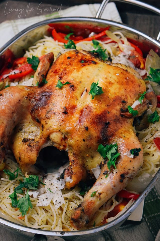 Roast Chicken with Spaghetti - Living The Gourmet