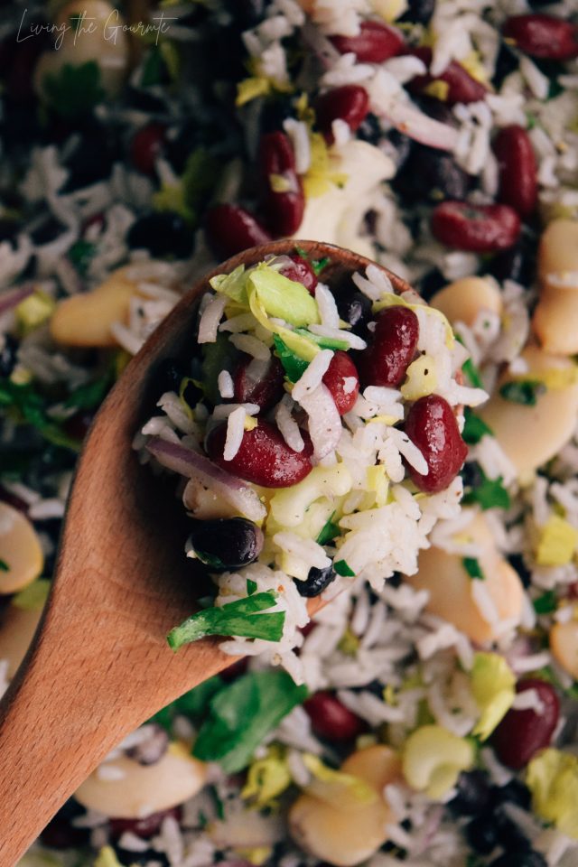 Three Bean Rice Salad - Living The Gourmet