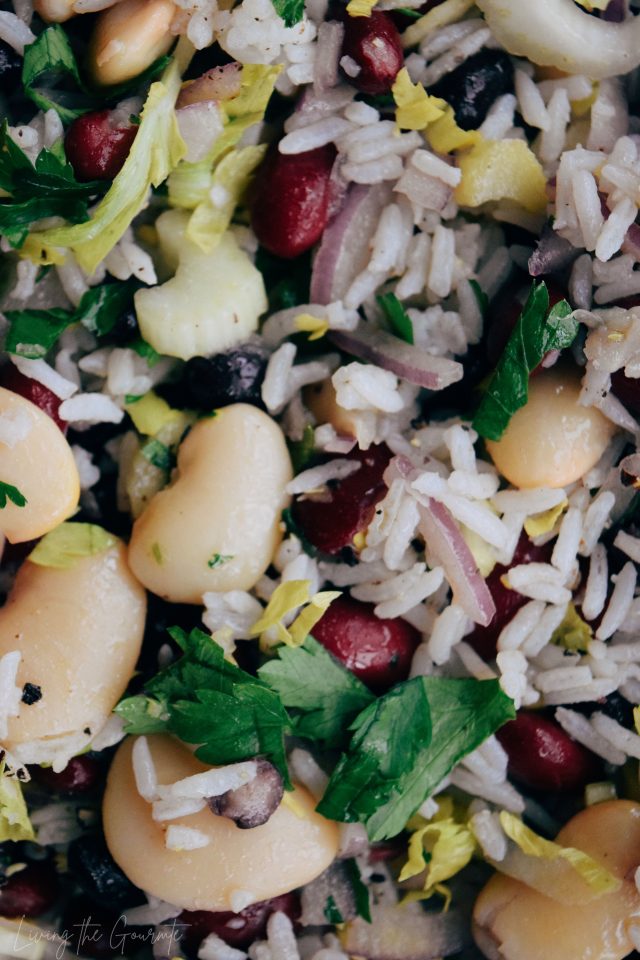 Three Bean Rice Salad - Living The Gourmet