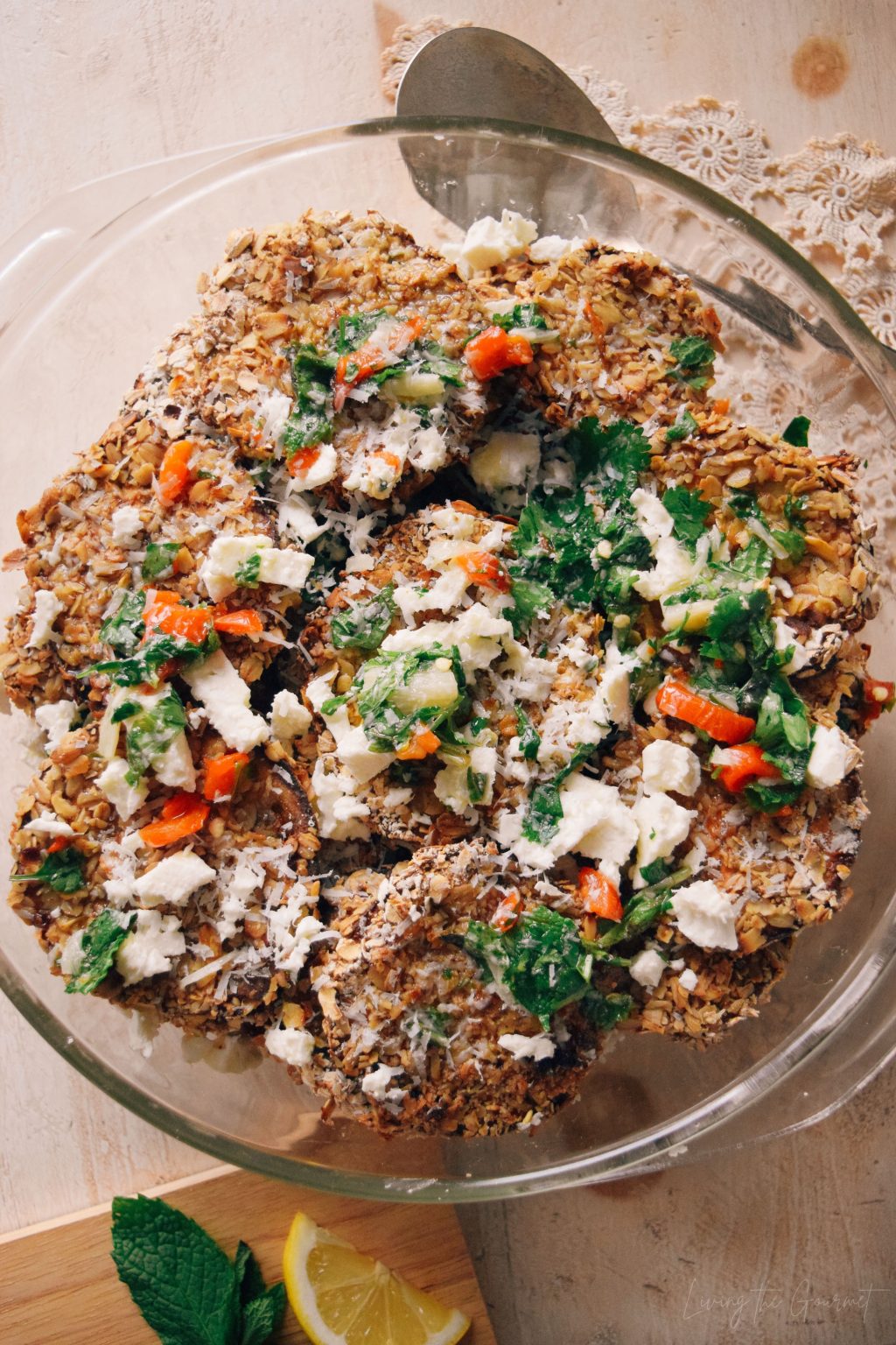 Oat Crusted Eggplant Salad - Living The Gourmet