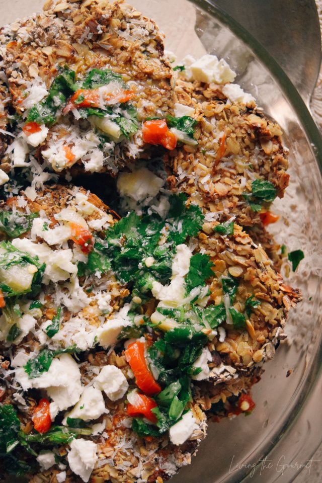 Oat Crusted Eggplant Salad - Living The Gourmet