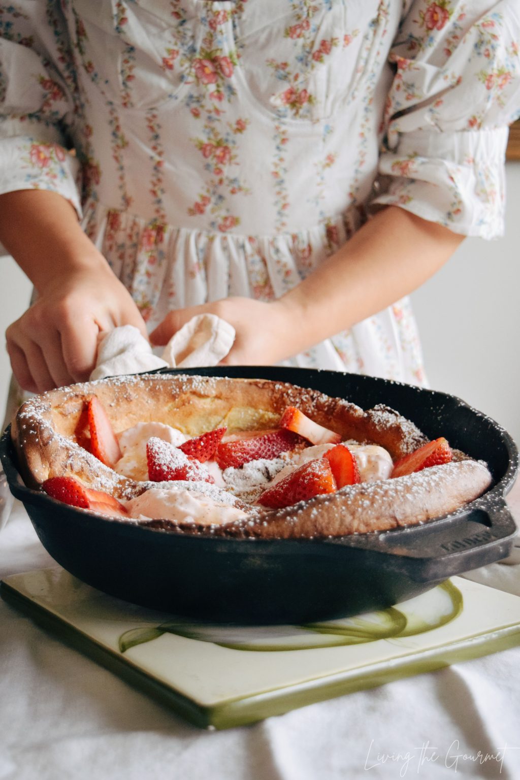 Strawberry Cream Dutch Baby - Living The Gourmet
