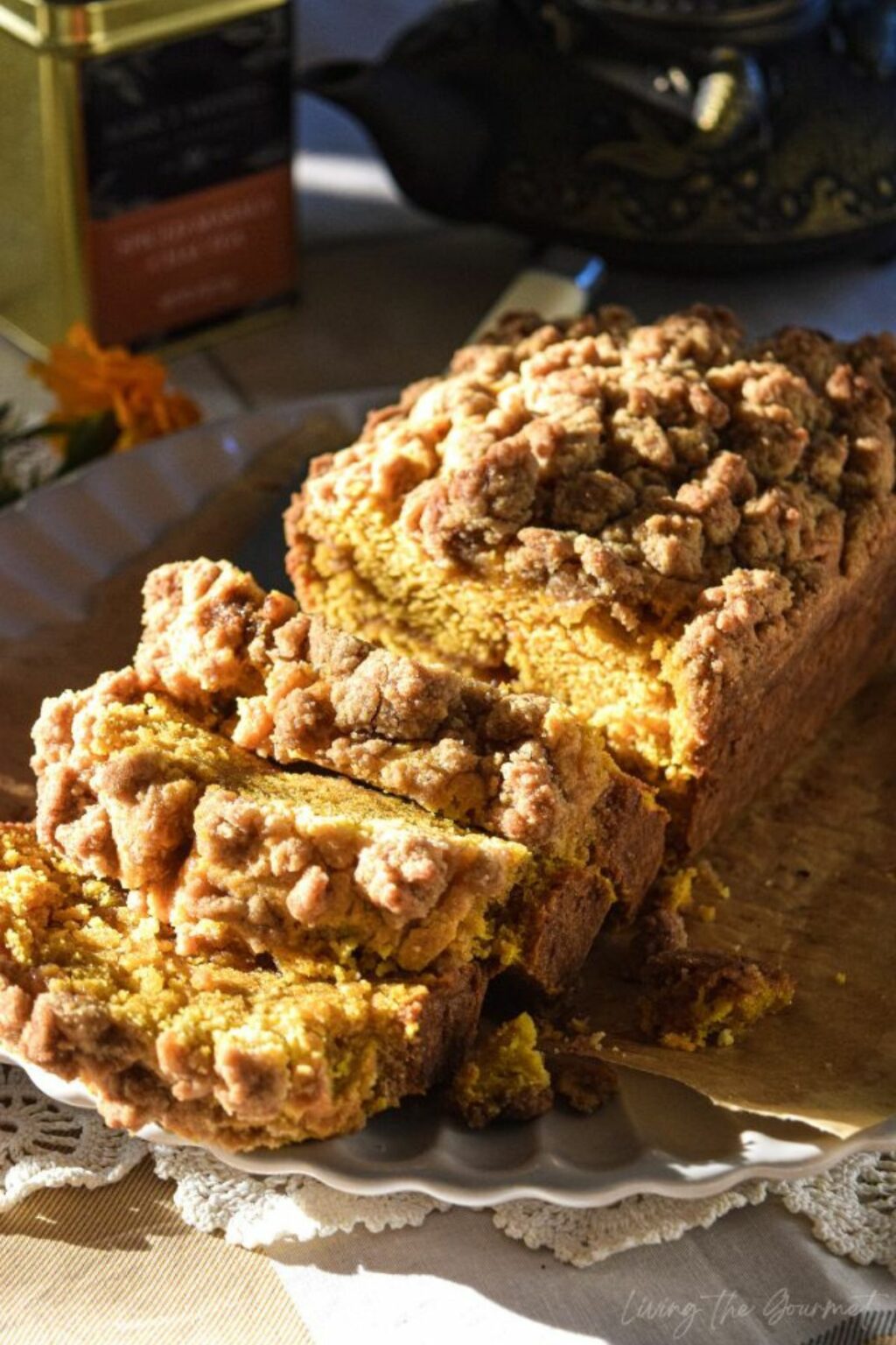 Pumpkin Caramel Loaf with Cinnamon Streusel - Living The Gourmet