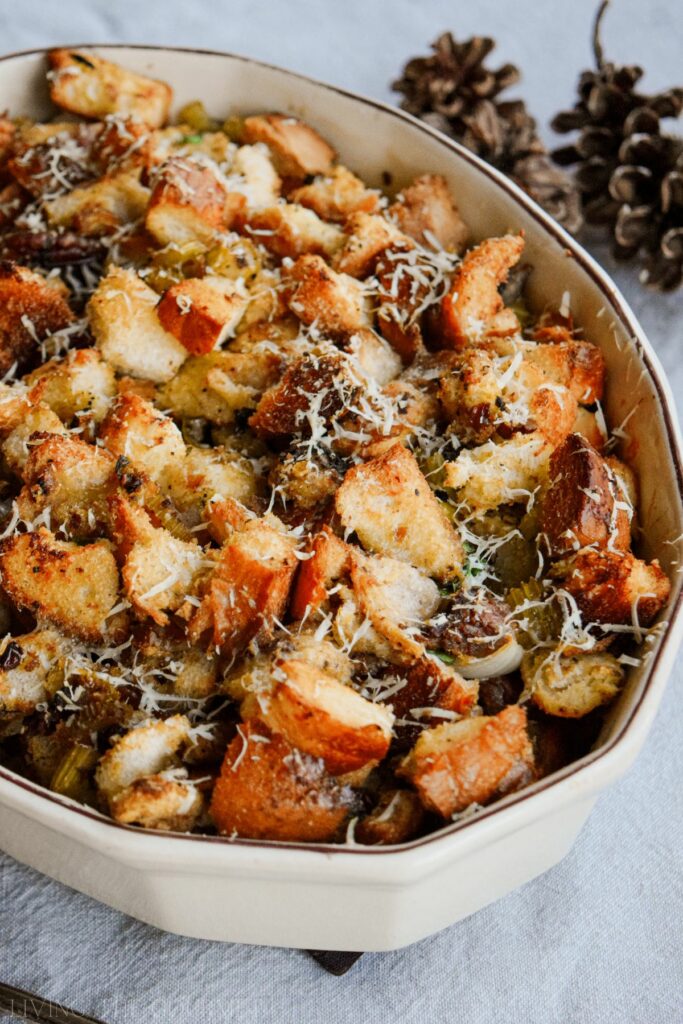 Best Old Fashioned Bread Stuffing Recipe (with sage) - Living The Gourmet