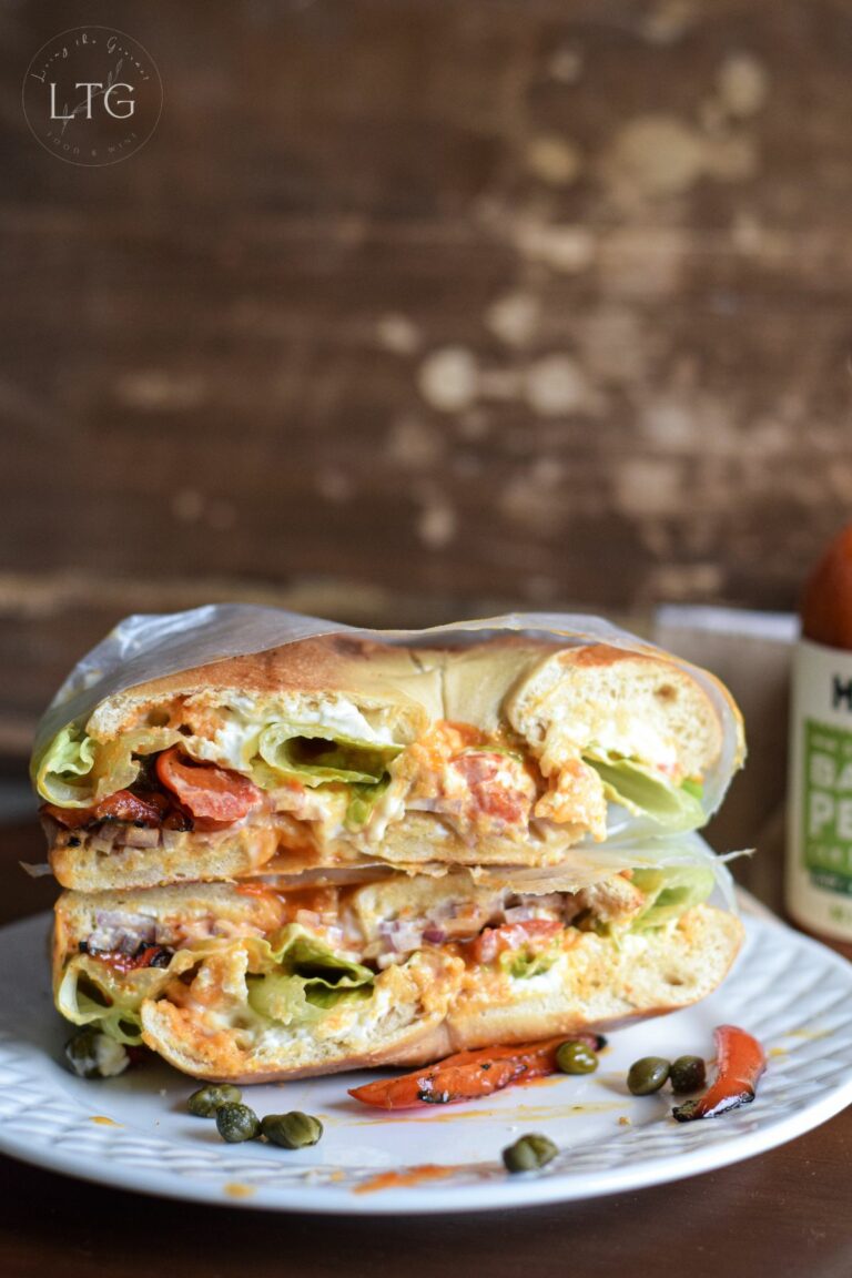 Spicy Veggie Bagel Sandwich - Living The Gourmet