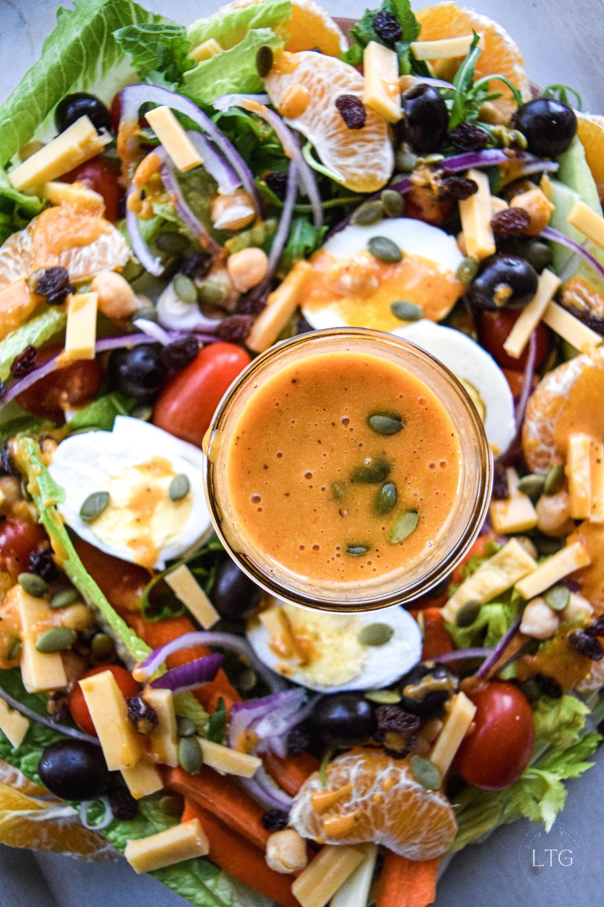 Salad Platter with Banana Pepper Dressing - Living The Gourmet